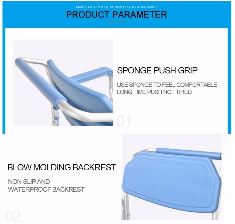 VH609 4-in-1 Aluminum Commode Chair with Wheels – Golden Horse Medical ...