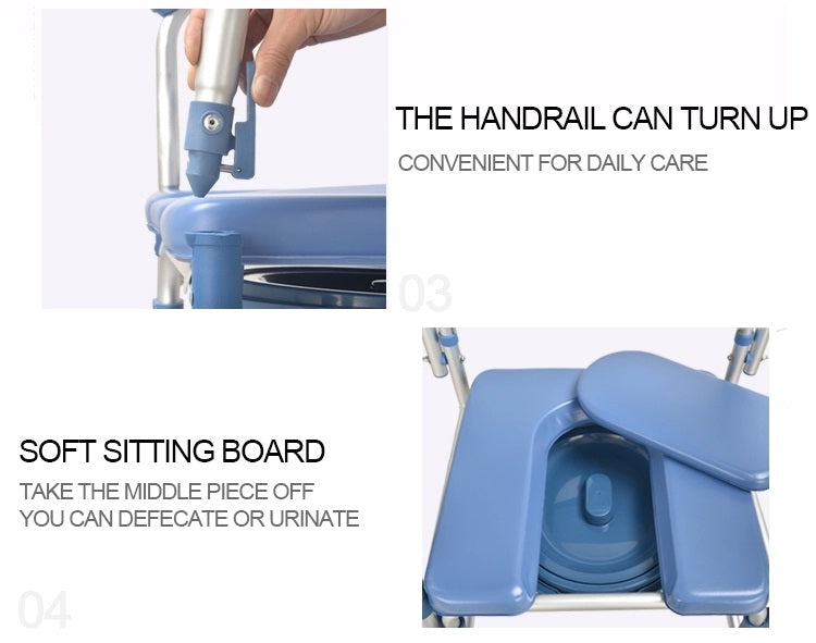 VH609 4-in-1 Aluminum Commode Chair with Wheels – Golden Horse Medical ...